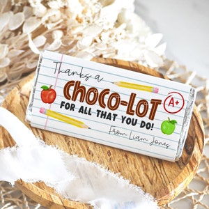 Teacher Appreciation Chocolate Bar Wrapper Template, Printable Thanks A ...
