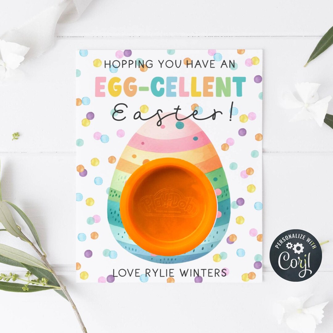 Easter Play Dough Card Template, Printable Egg-cellent Easter Egg ...