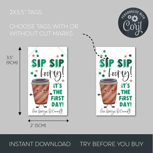Sip Sip Hooray It's the First Day Gift Tag Template, Printable Back to ...