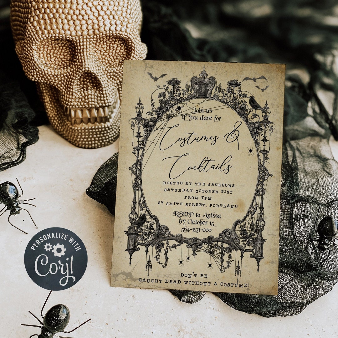 Vintage Gothic Frame Halloween Party Invite, Printable Spooktacular ...