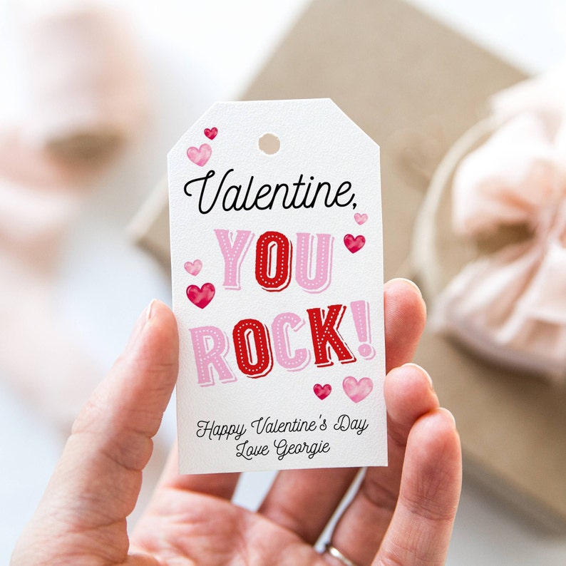 You Rock Valentine's Day Gift Tag Template, Printable Valentine Rock ...