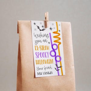 Ex-straw Spooky Halloween Gift Tag Template, Printable Straw Trick or ...