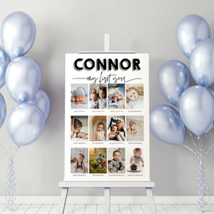 Printable Bold My First Year Poster Template, Modern 1st Birthday Photo ...