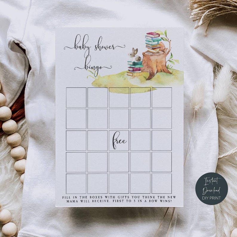 Bingo imprimible para baby shower, tarjetas de cuentos para baby shower ...
