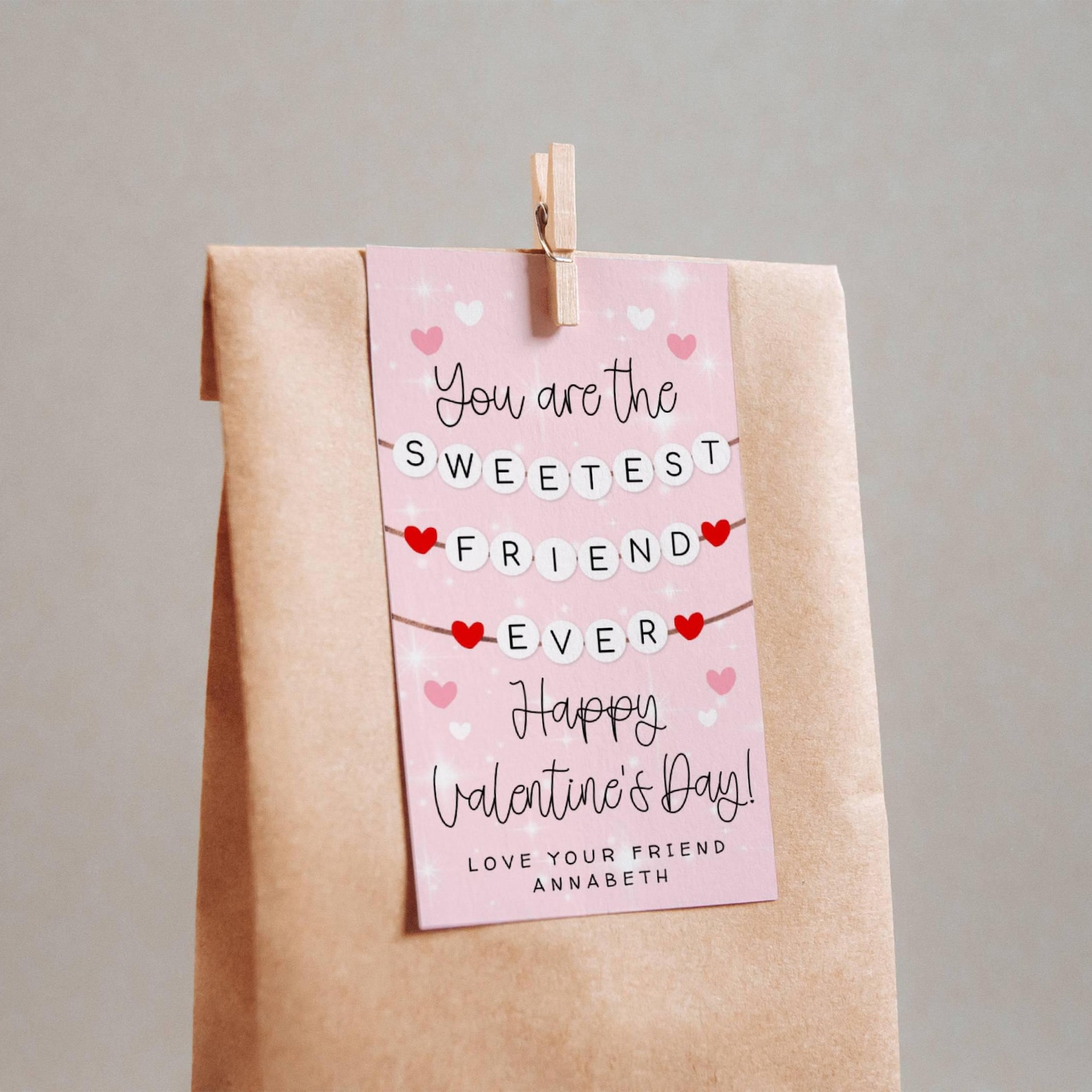 Friendship Bracelet Valentine's Day Gift Tag Template, Printable ...