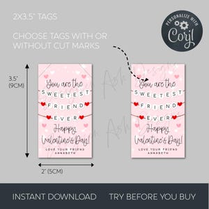 Sweetest Friend Ever Valentine Gift Tag Template, Printable Friendship ...