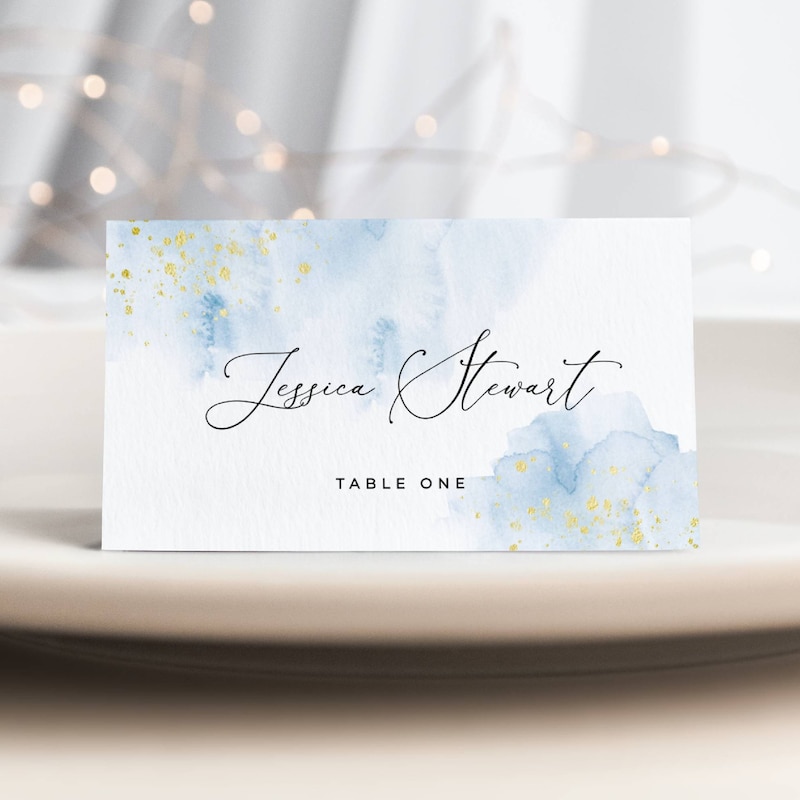 Light Blue Name Cards - Etsy