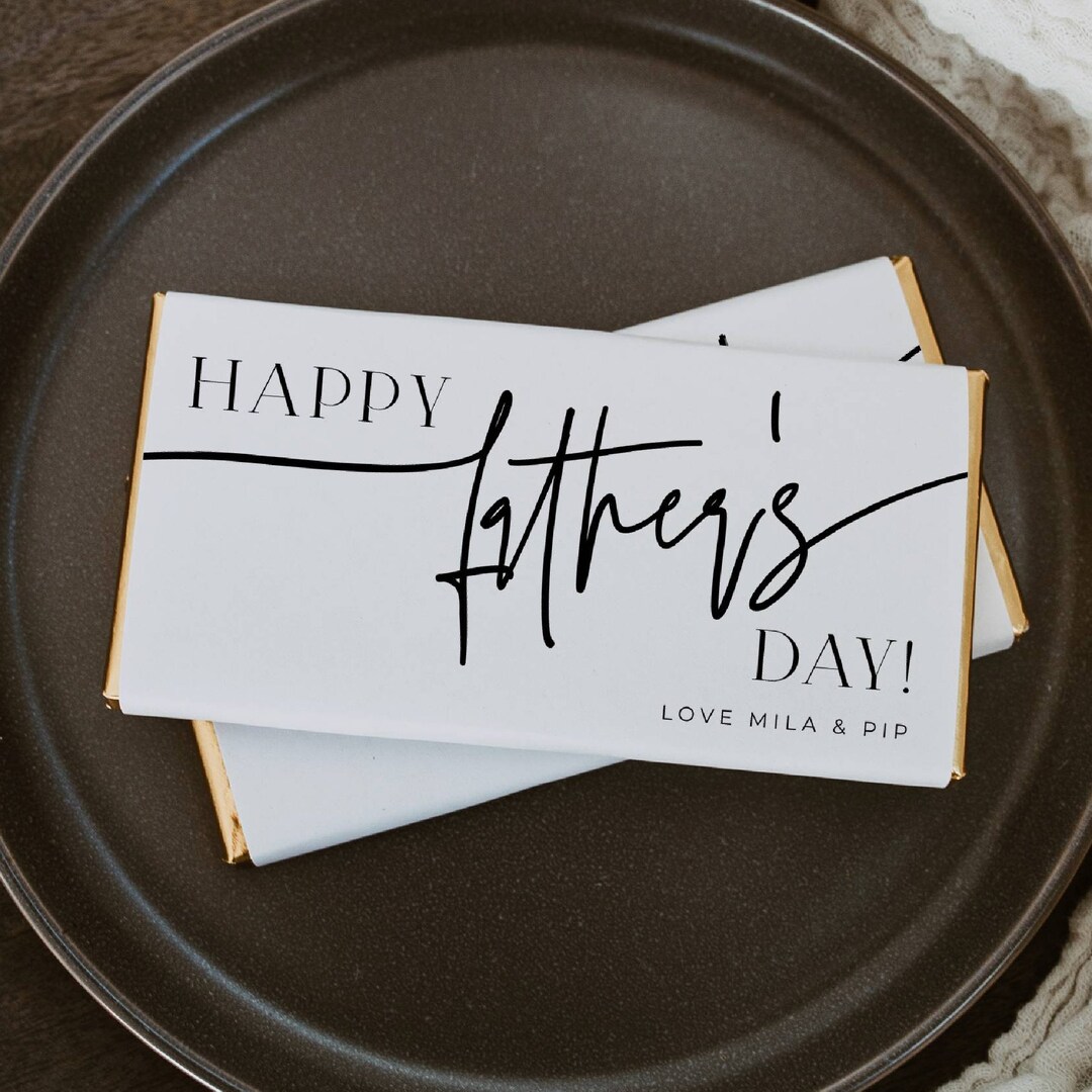 Minimalist Happy Father's Day Chocolate Bar Wrapper Template, Printable ...