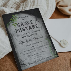 Tombstone Halloween Invitation Template, Printable Gravestone Halloween ...