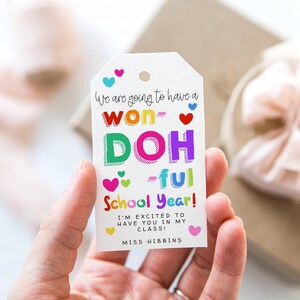 Wondohful School Year Gift Tag Template, Printable First Day Playdough ...