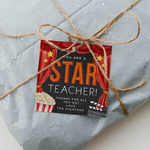 Movie Night Teacher Appreciation Gift Tag Template, Printable You Are A ...