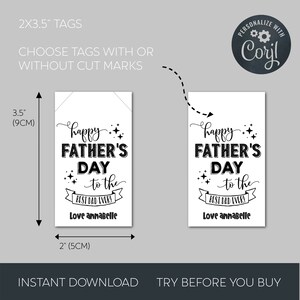 Father's Day Gift Tag Template, Printable Fathers Day Favor Tag, Happy ...