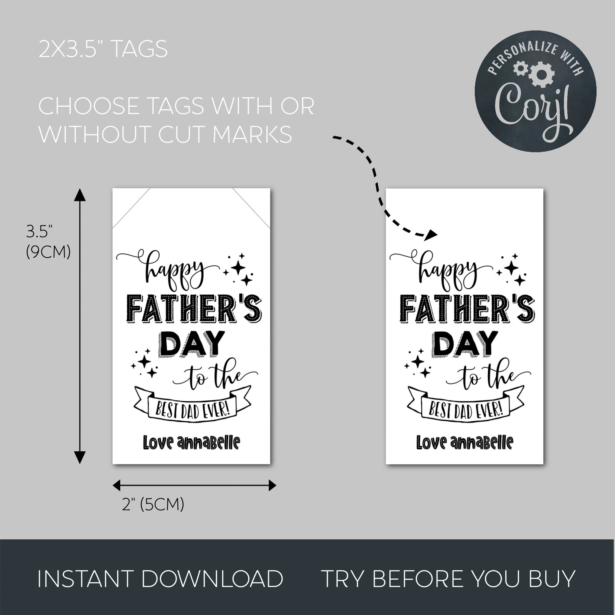 Father's Day Gift Tag Template Printable Fathers Day | Etsy