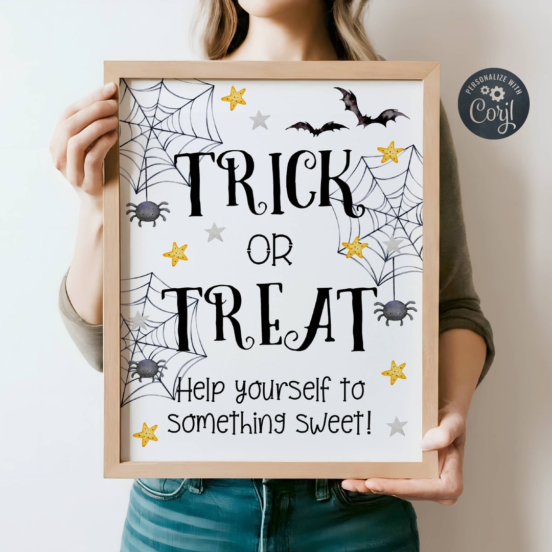 Printable Halloween Trick or Treat Template, Please Take One Poster ...