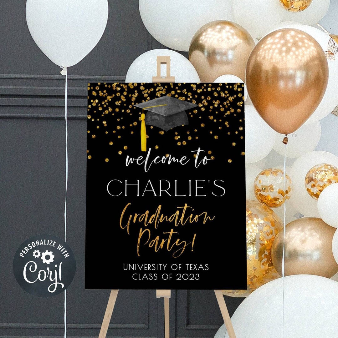 Graduation Welcome Sign Template, Printable Modern Confetti Graduate ...