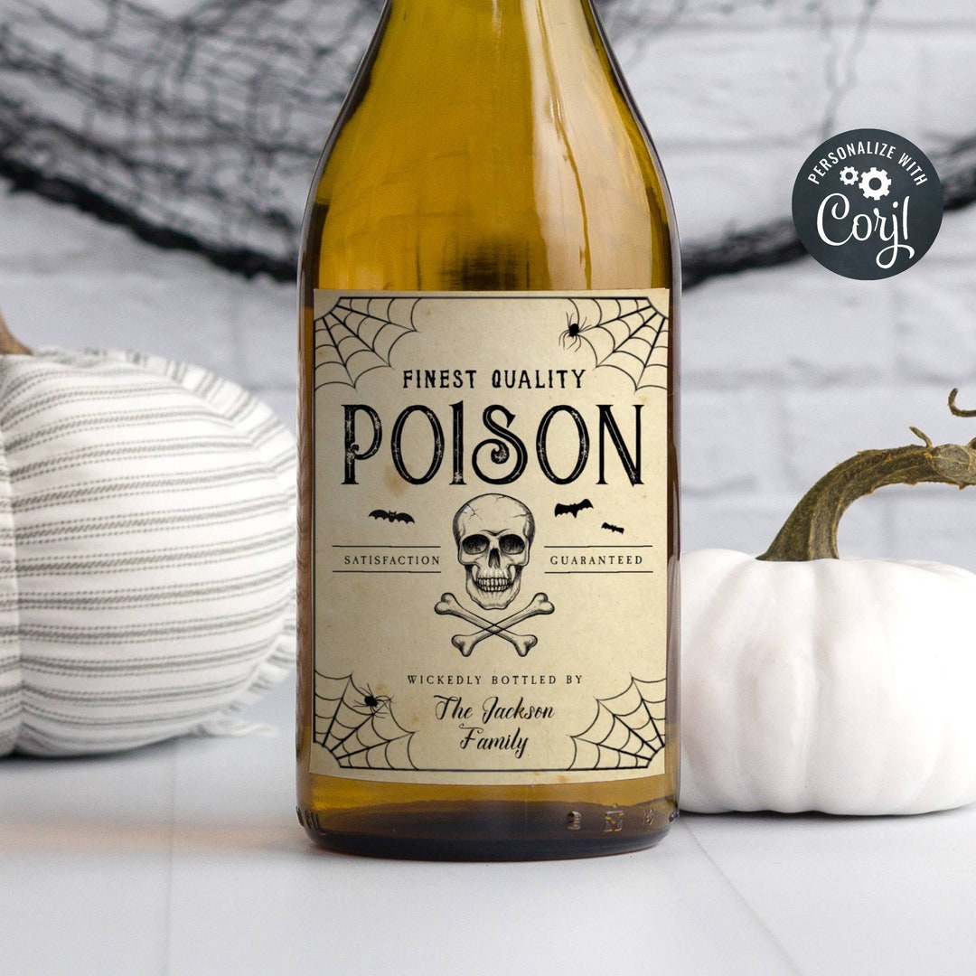 Editable Halloween Wine Bottle Label Template, Printable Poison Vintage ...