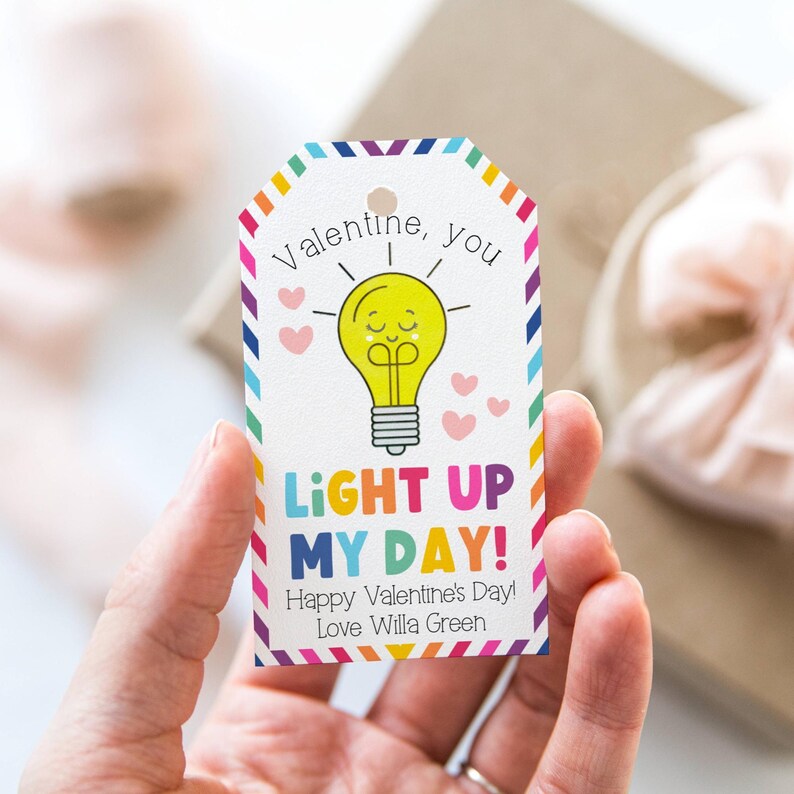 You Light up My Day Valentine Gift Tag Template, Printable Finger ...