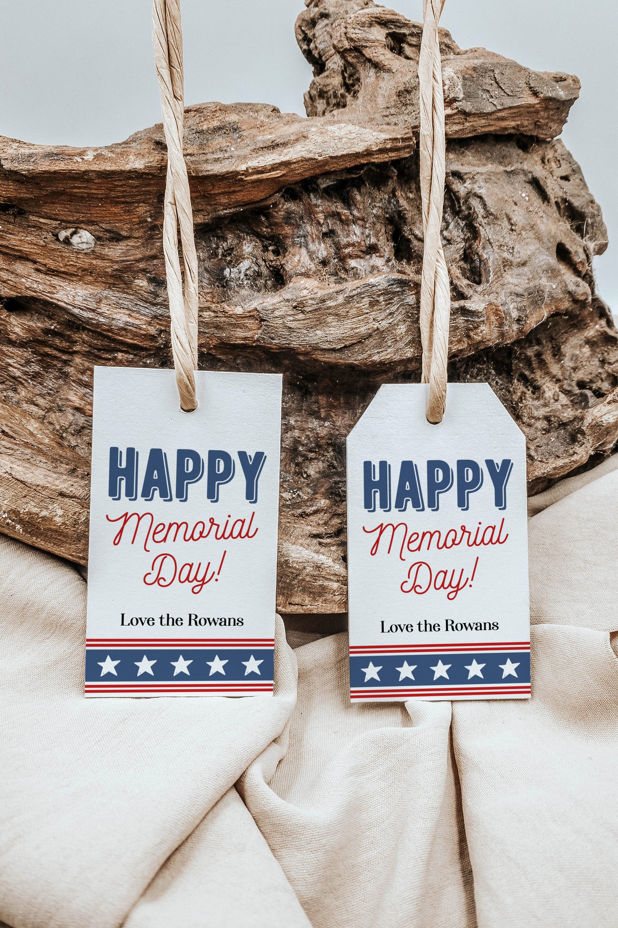 Memorial Day Favor Tag Template, Printable Modern Minimalist Stars ...
