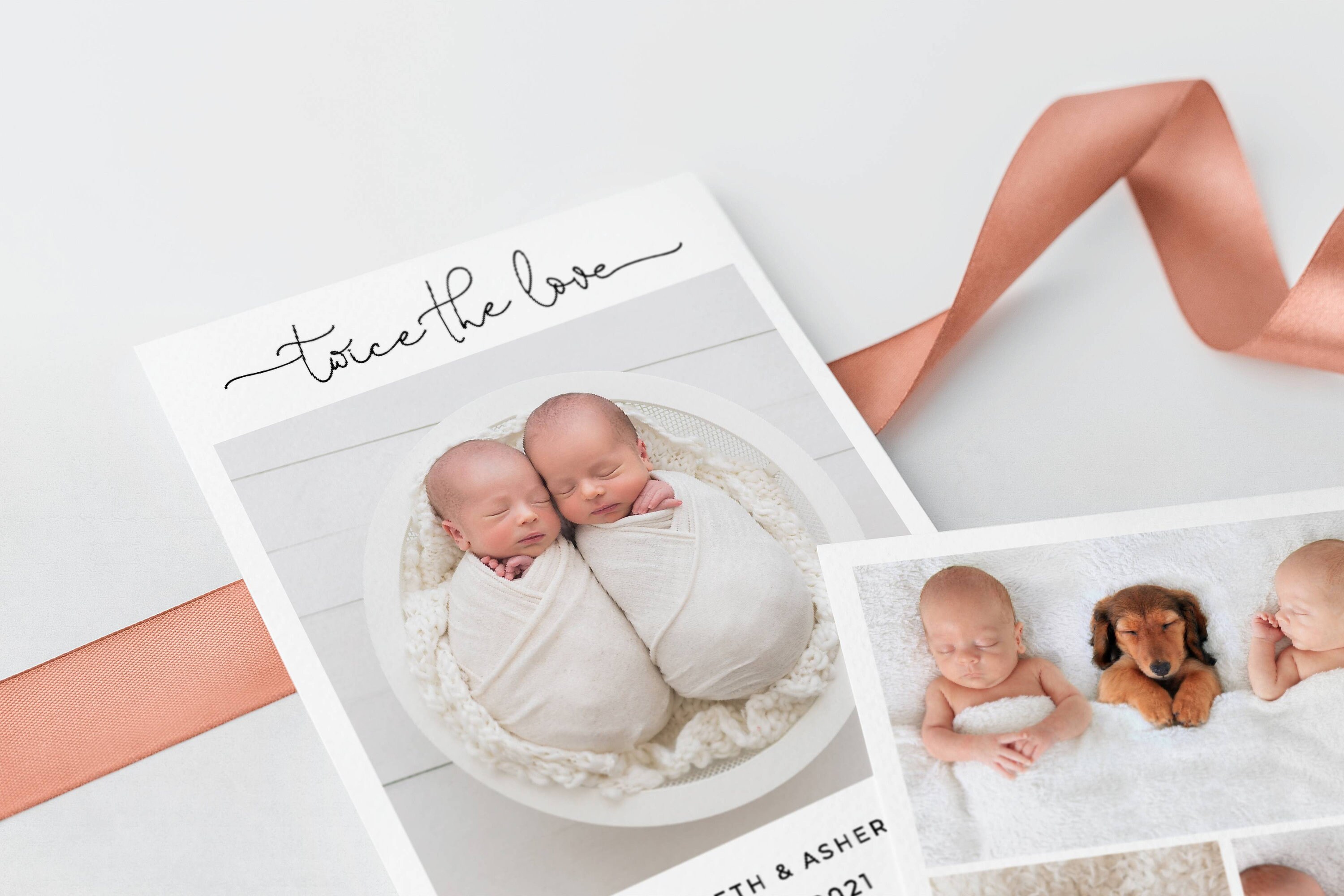 Twin Babies Birth Announcement Template Printable Editable | Etsy