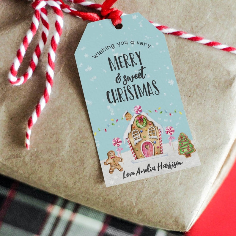 Gingerbread House Gift Tag Template Printable Holiday Favor - Etsy