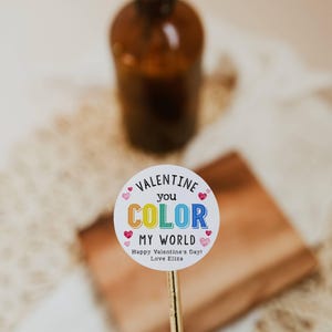 Rainbow Valentine's Day Round Gift Tag Template, Printable You Color My ...
