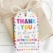 Thank You Gift Tag Template Printable Appreciation Favor - Etsy
