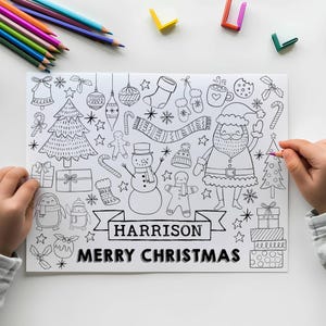 Christmas Activity Placemat, Printable Kids Christmas Coloring Page ...