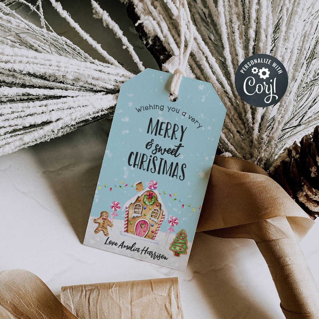 Gingerbread House Gift Tag Template Printable Holiday Favor - Etsy