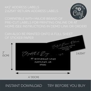 Halloween Gothic Wedding Address Label Template, Printable Black ...