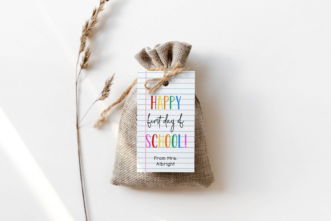 Back to School Gift Tag Template Printable Rainbow First Day | Etsy