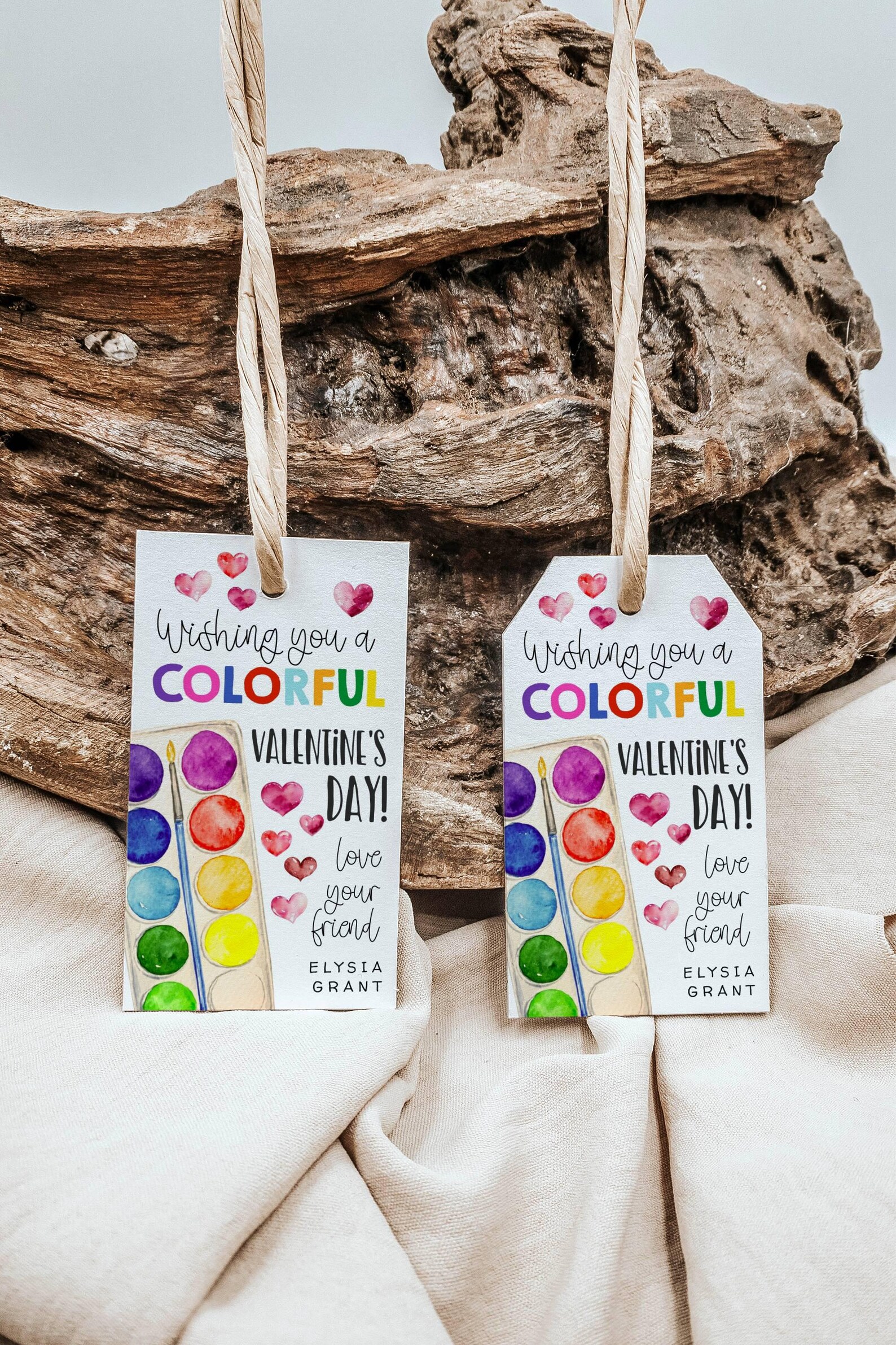 Paint Valentine Gift Tag Template, Printable Colorful Valentine's Day ...