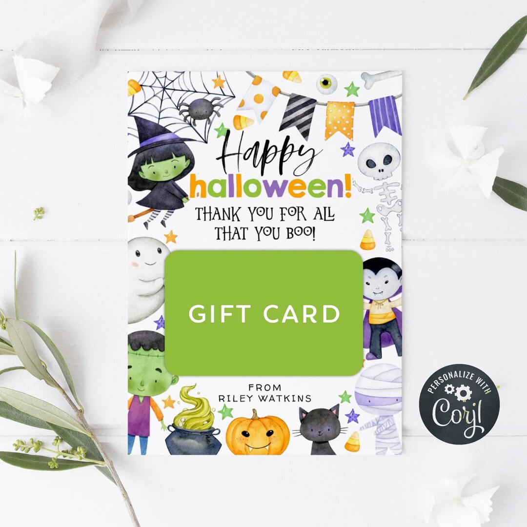 Halloween Cute Gift Card Holder Template, Printable Thanks for All You ...