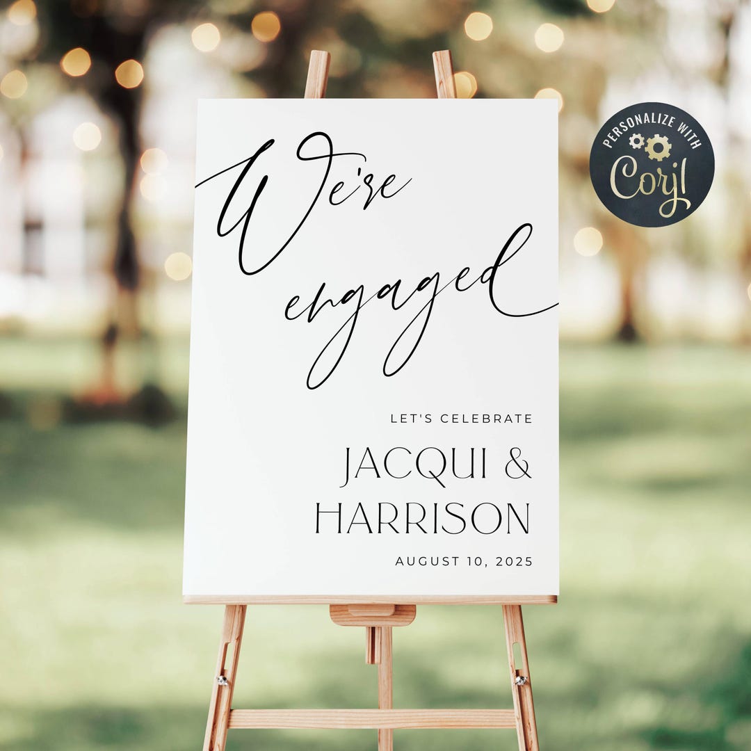 Minimalist Engagement Party Welcome Sign Template, Printable We're ...