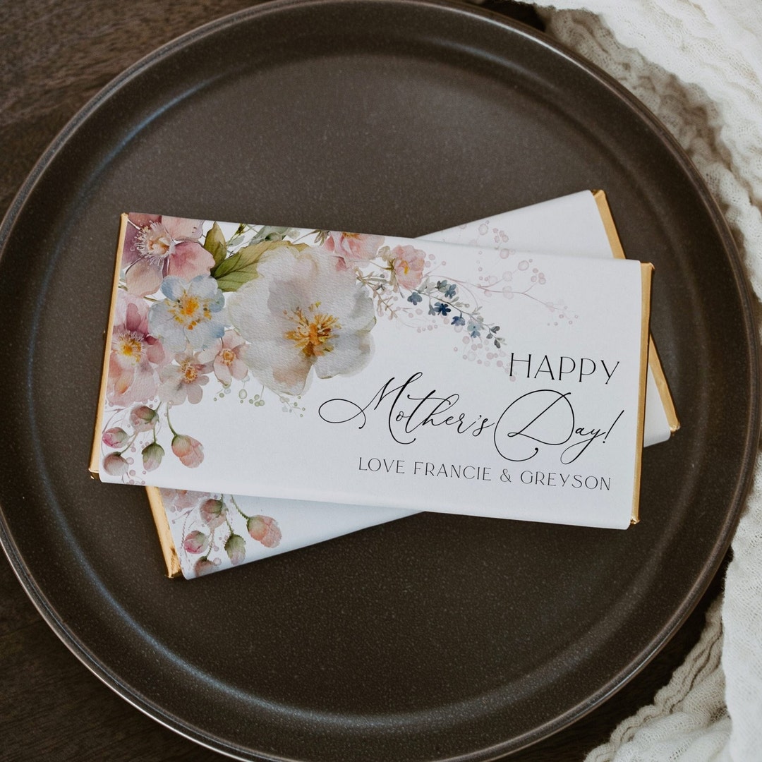Mother's Day Floral Chocolate Bar Wrapper Template, Printable ...