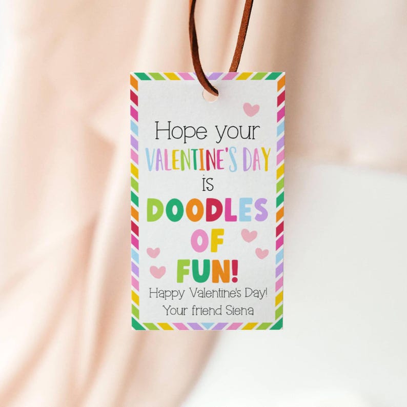 Doodles of Fun Valentine's Day Gift Tag Template, Printable Drawing Pad ...