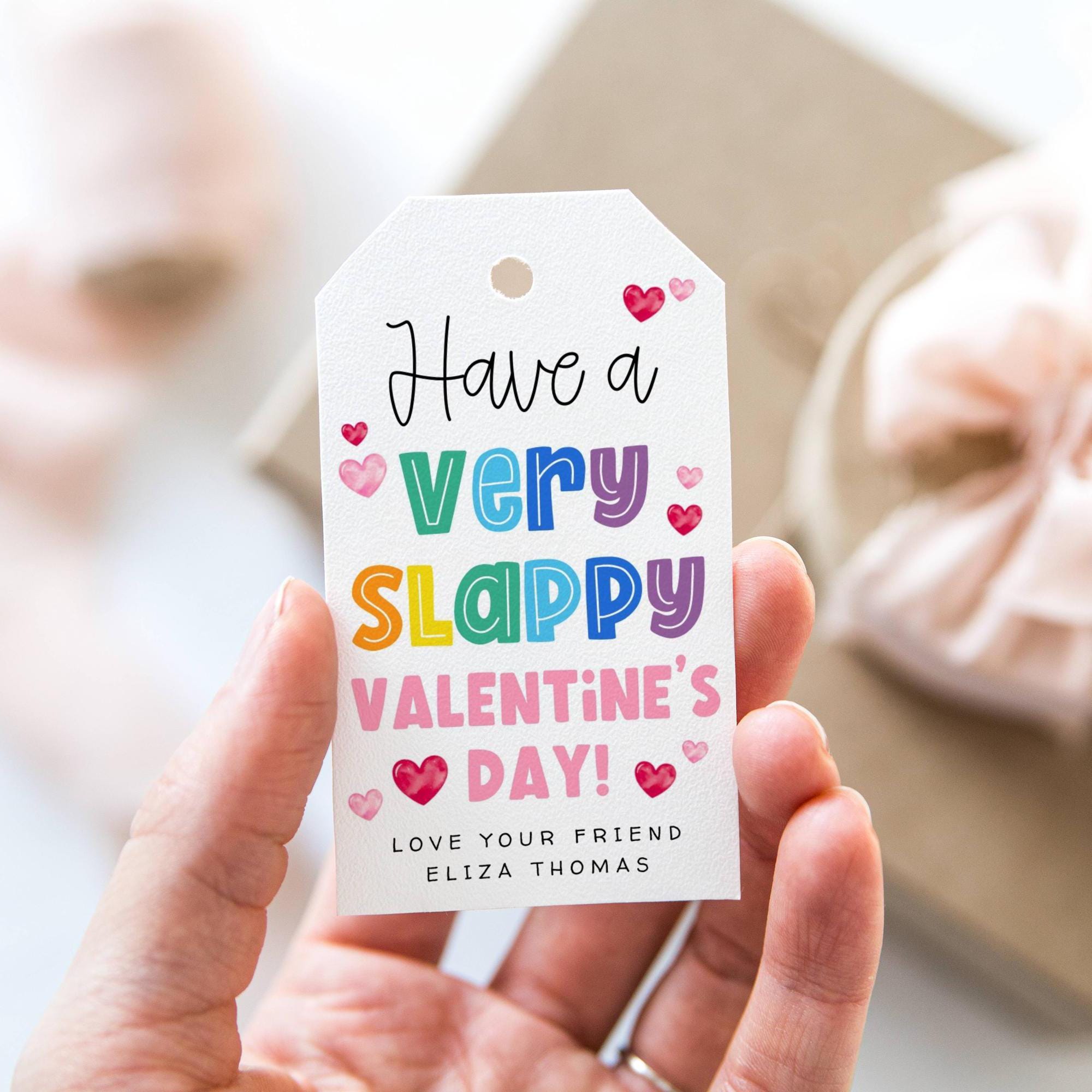 Slappy Valentine's Day Gift Tag Template, Printable Slap Band Bracelet ...