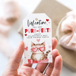 Cat Valentine's Day Gift Tag Template, Printable You Are Purr-fect ...