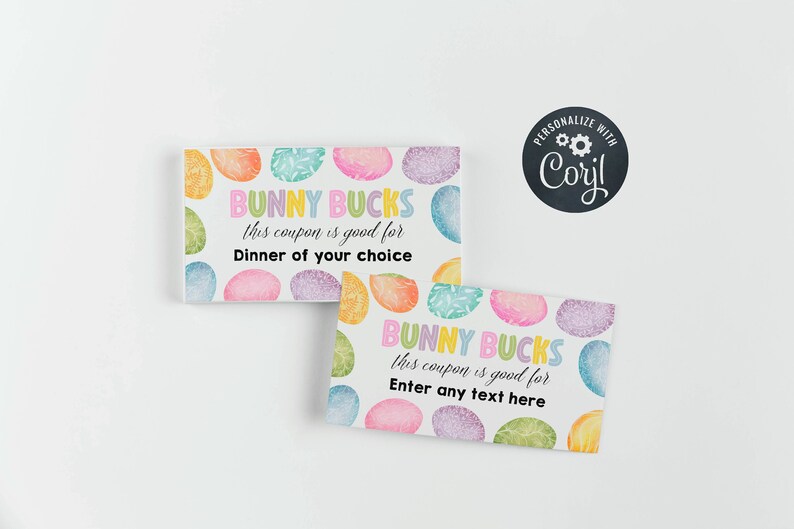 Printable Easter Coupon Template Editable Kids Bunny Bucks - Etsy