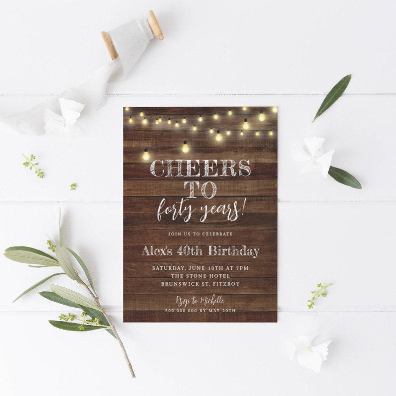 Rustic Birthday Invitation Template Printable Country Wood - Etsy