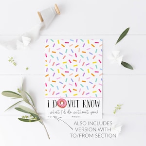 Printable Valentine's Day Mini Cookie Card, Donut Know What I'd Do ...