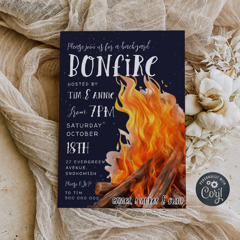 Campfire Invitations - Etsy