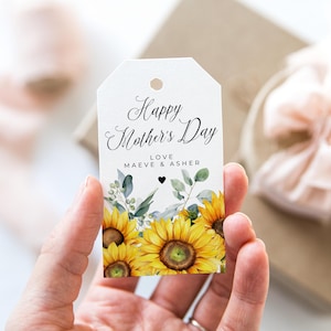 Sunflowers Mother's Day Gift Tag Template, Printable Mother's Day ...