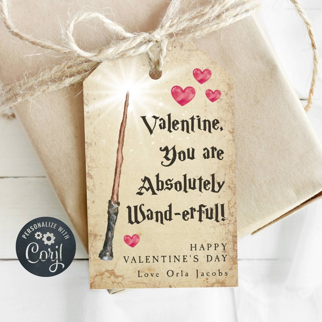 Wanderful Valentine's Day Gift Tag Template, Printable Wizard Valentine ...