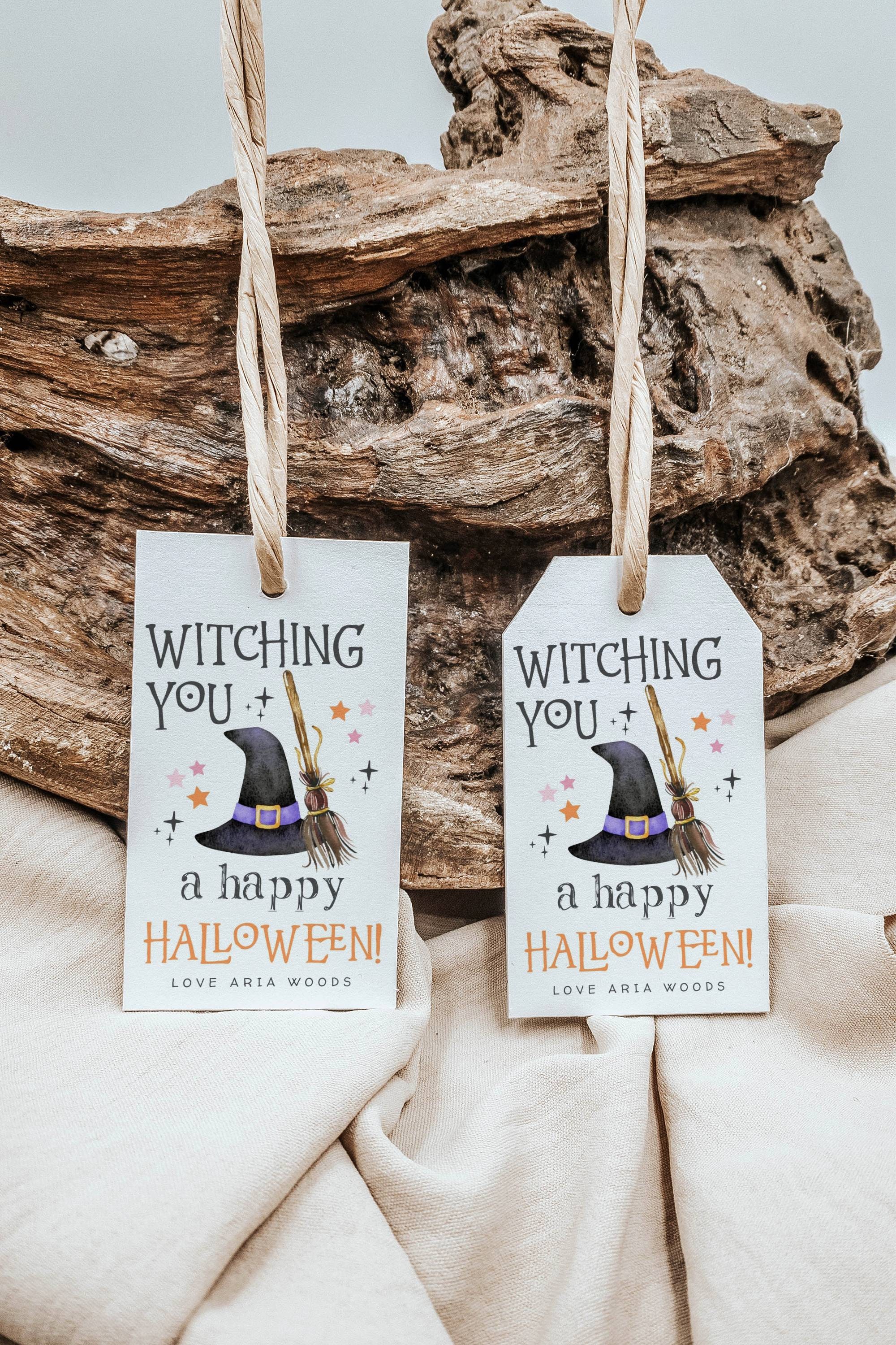 Witching You A Happy Halloween Gift Tag Template, Printable Cute Witch ...