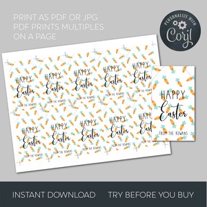 Happy Easter Gift Tag Template, Printable Carrots Easter Basket Favor ...