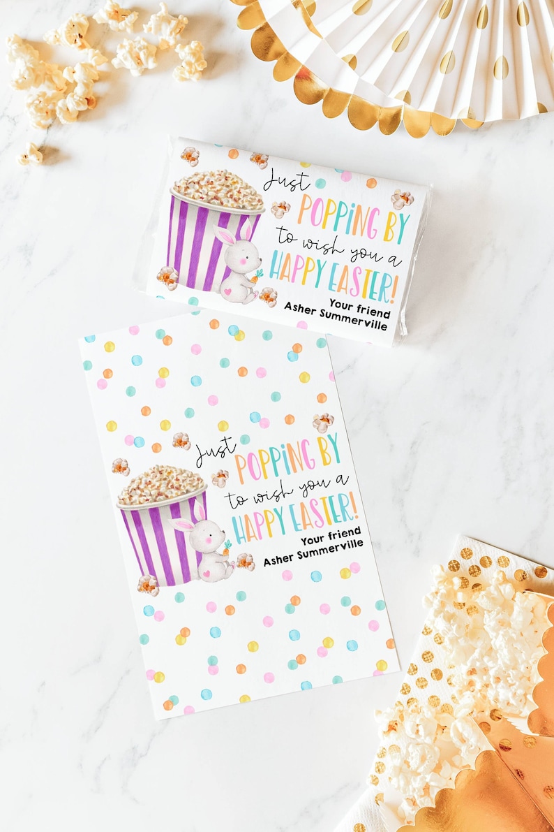 Easter Popcorn Wrapper Template, Printable Just Popping by Easter Bunny ...