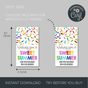 Have A Sweet Summer Gift Tag Template, Printable Sprinkles End of ...