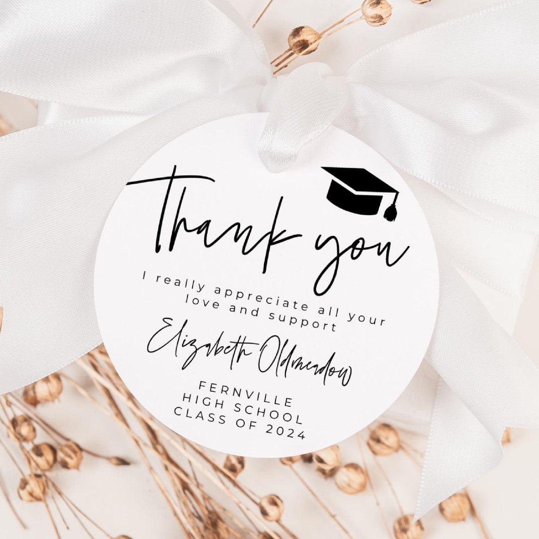 Modern Graduation Favor Tag Template, Printable Graduate Thank You Gift ...