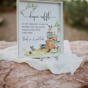 Storybook Baby Shower Diaper Raffle Sign Template, Printable Book ...