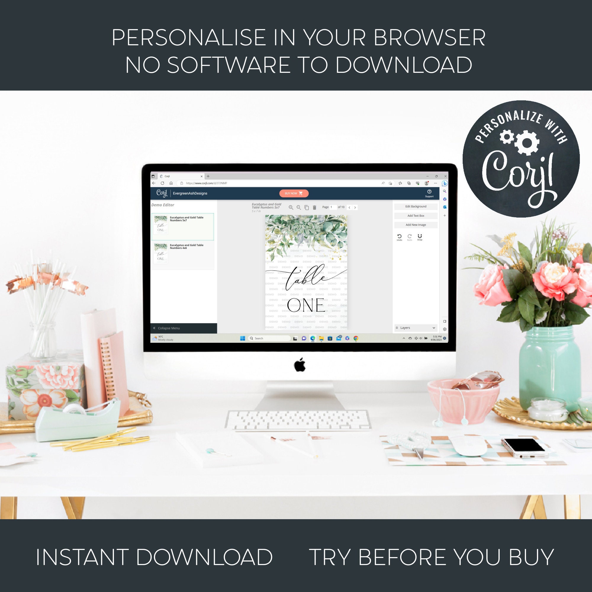Greenery Table Number Template, Printable Botanical Eucalyptus Table ...